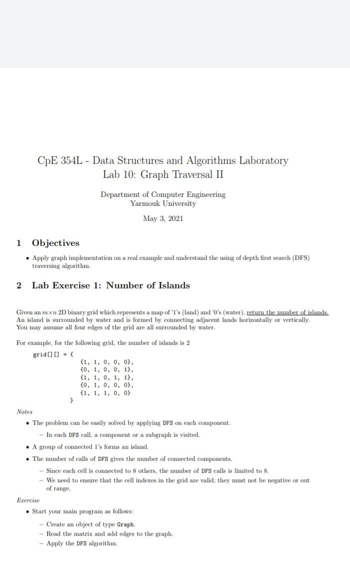 Solved CpE 354L - Data Structures and Algorithms Laboratory | Chegg.com