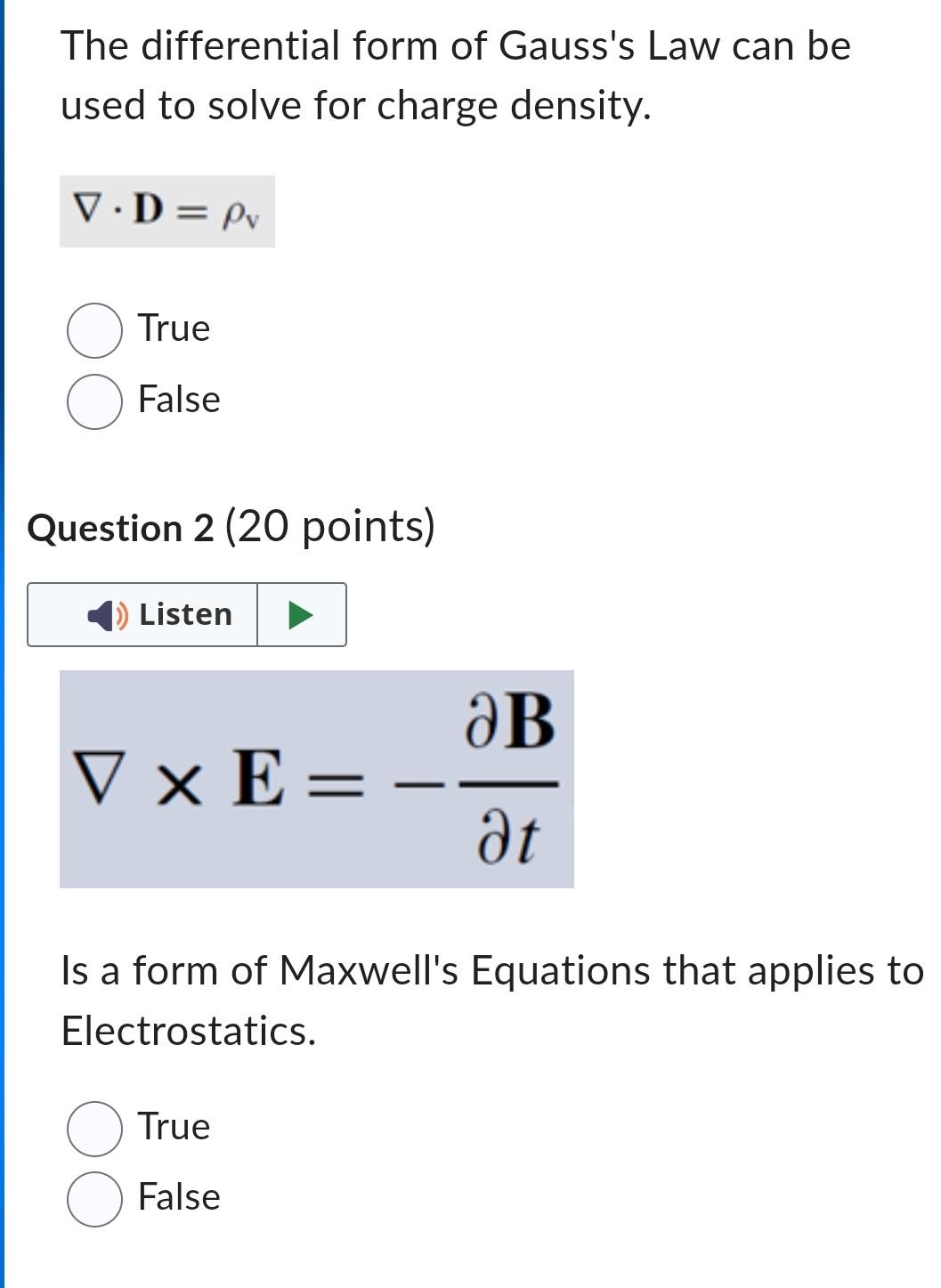 Solved The differential form of Gauss's Law can be used to | Chegg.com