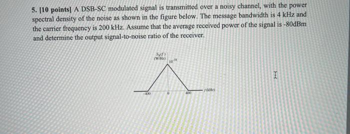 Solved 5. [10 points] A DSB-SC modulated signal is | Chegg.com