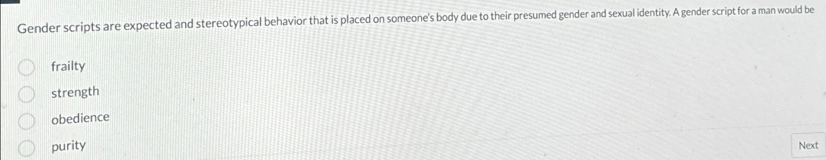 Solved Gender scripts are expected and stereotypical | Chegg.com