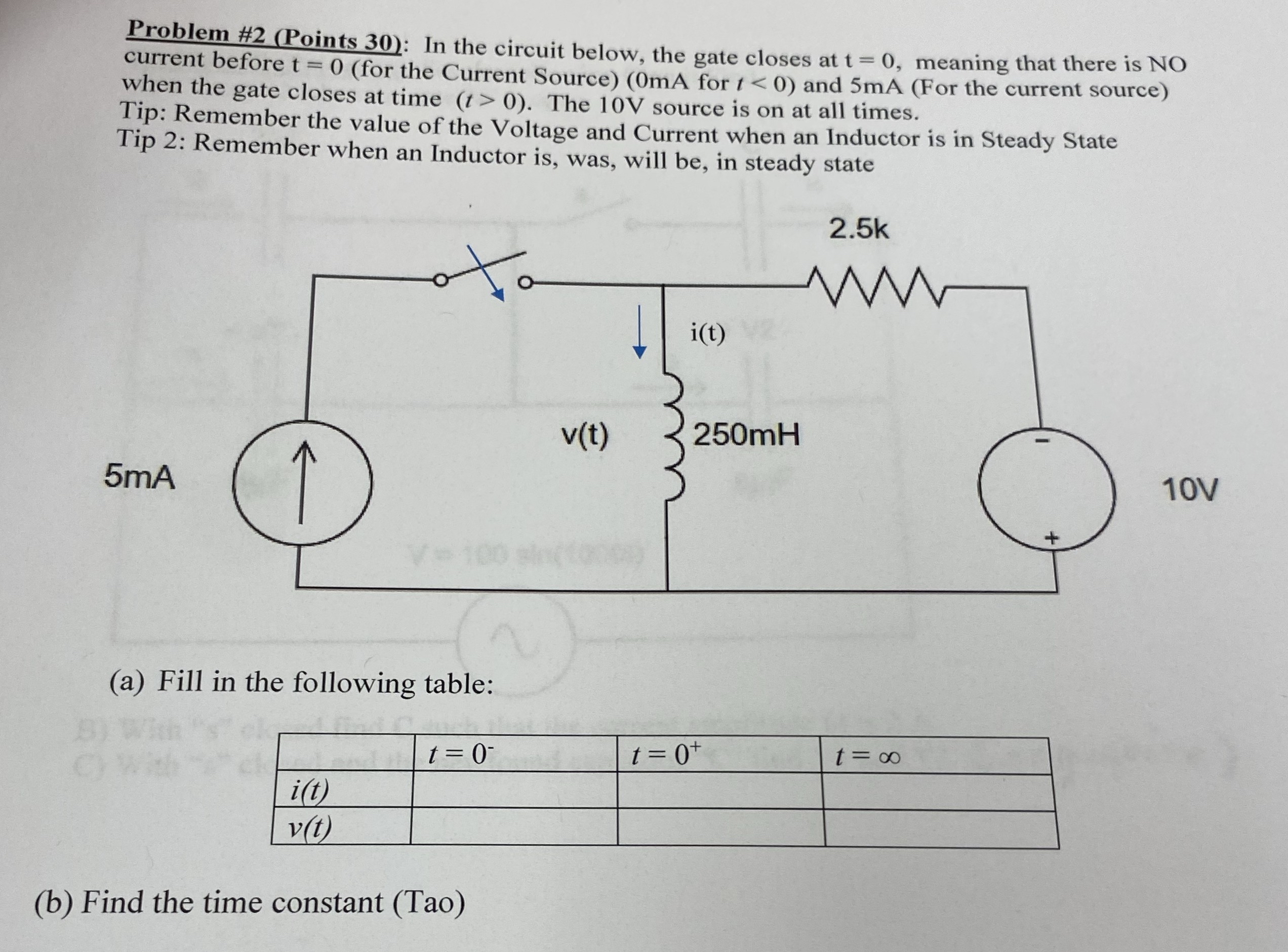 Solved Problem #2 (Points 30): In the circuit below, the | Chegg.com