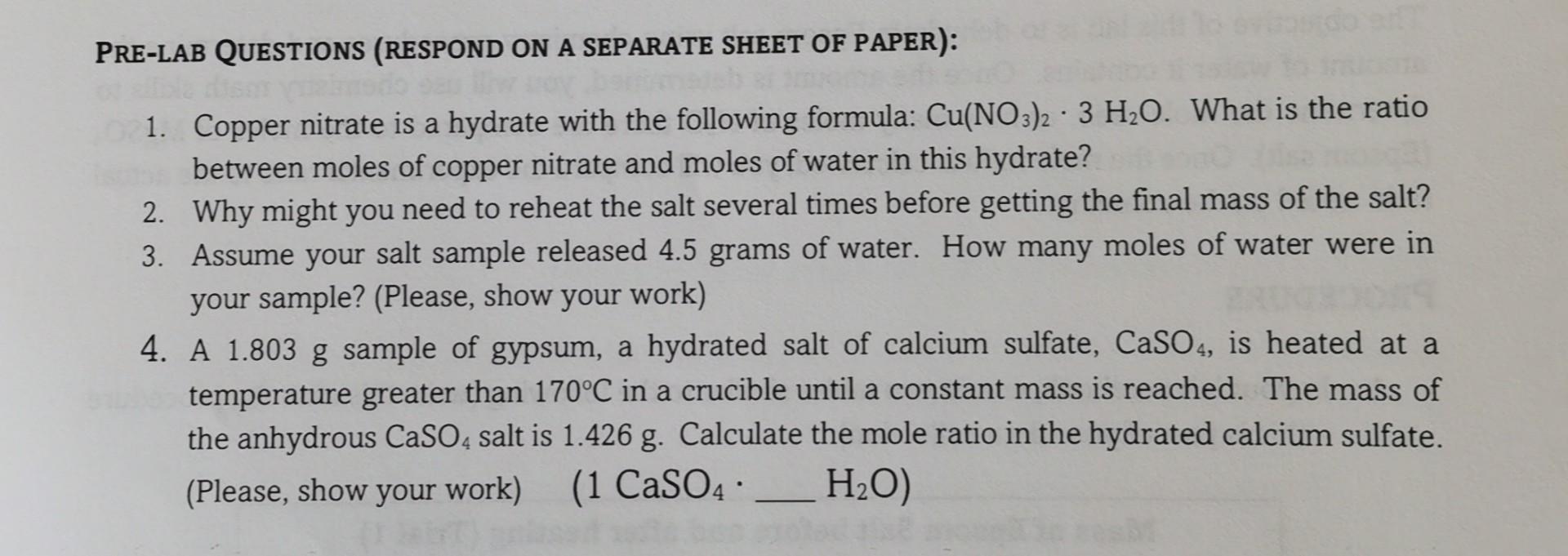 Solved PRE-LAB QUESTIONS (RESPOND ON A SEPARATE SHEET OF | Chegg.com