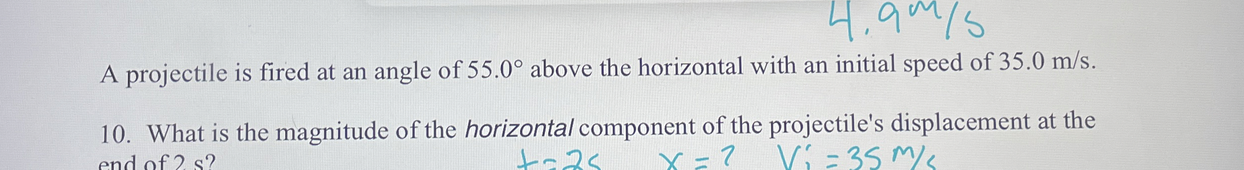 Solved A projectile is fired at an angle of 55.0° ﻿above the | Chegg.com