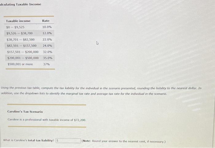 Solved Using the previous fax table, compute the tax | Chegg.com
