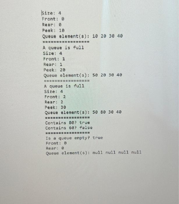 Solved public static void main(String Il args) f CQ.enqueue | Chegg.com