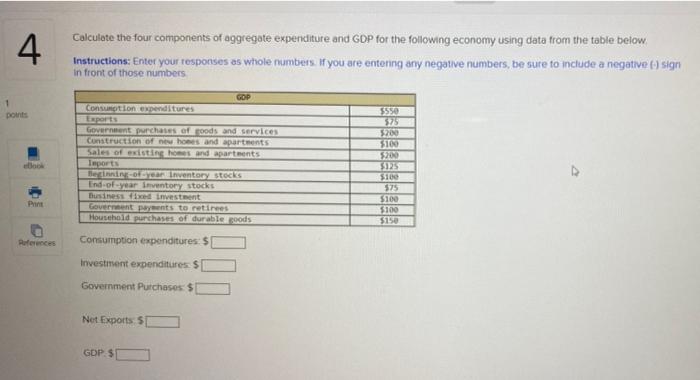 Solved Calculate the four components of aggregate | Chegg.com