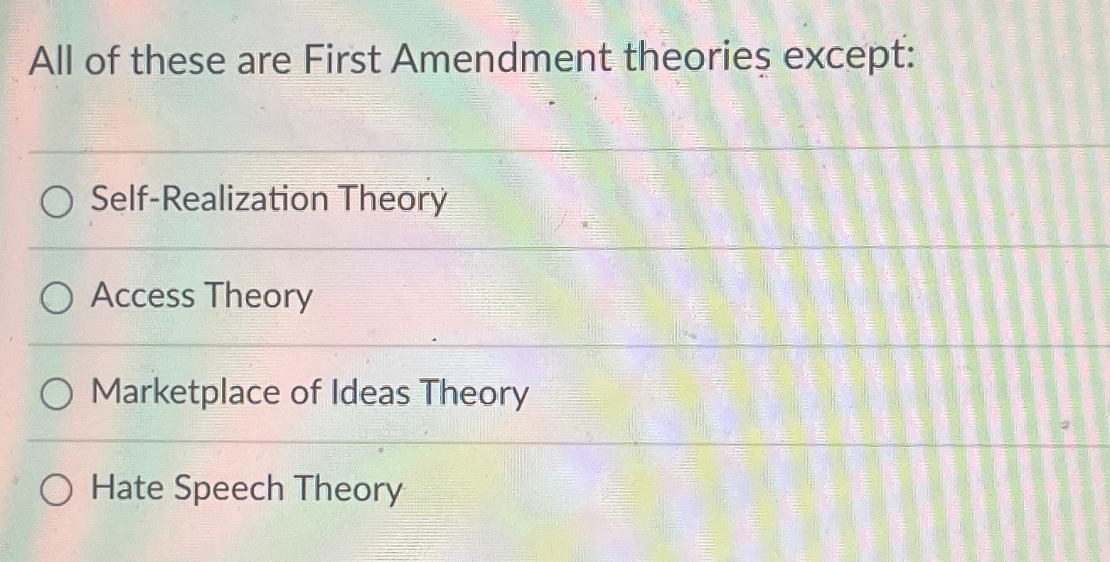 Solved All of these are First Amendment theories | Chegg.com