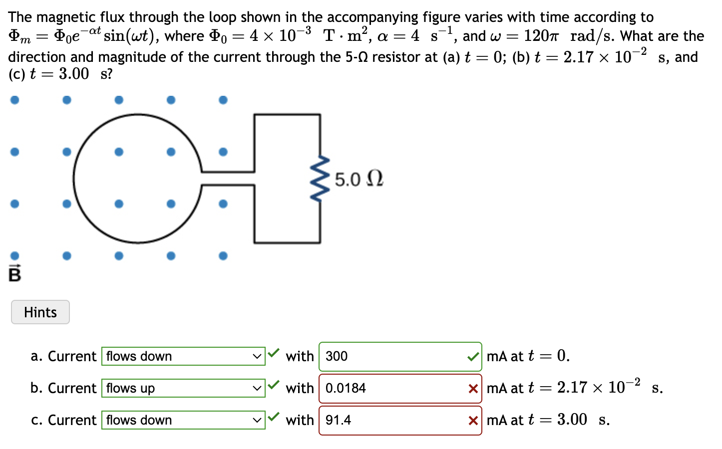 Solved The magnetic flux through the loop shown in the | Chegg.com