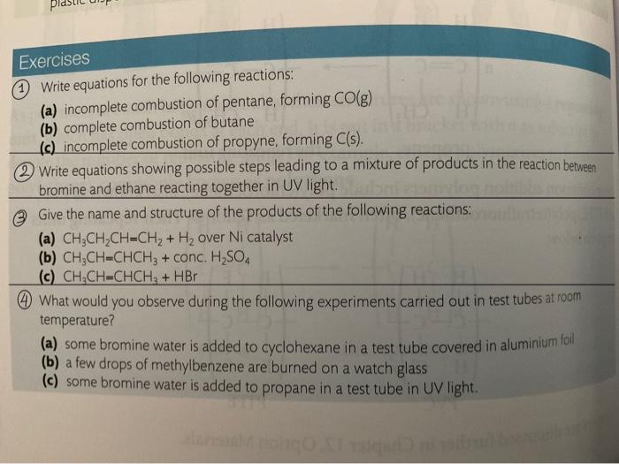 Solved (1) Write equations for the following reactions: (a) | Chegg.com