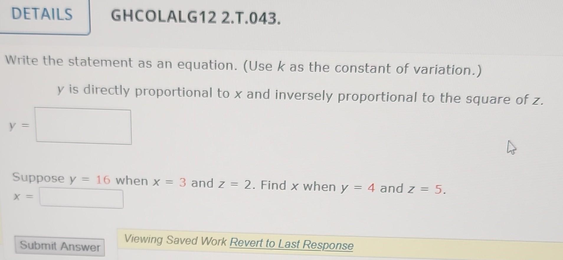 Solved 17. DETAILS Write the statement as an equation. (Use | Chegg.com