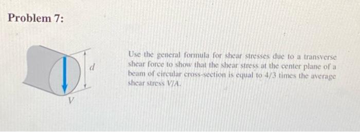 Solved Problem 7: Use the general formula for shear stresses | Chegg.com