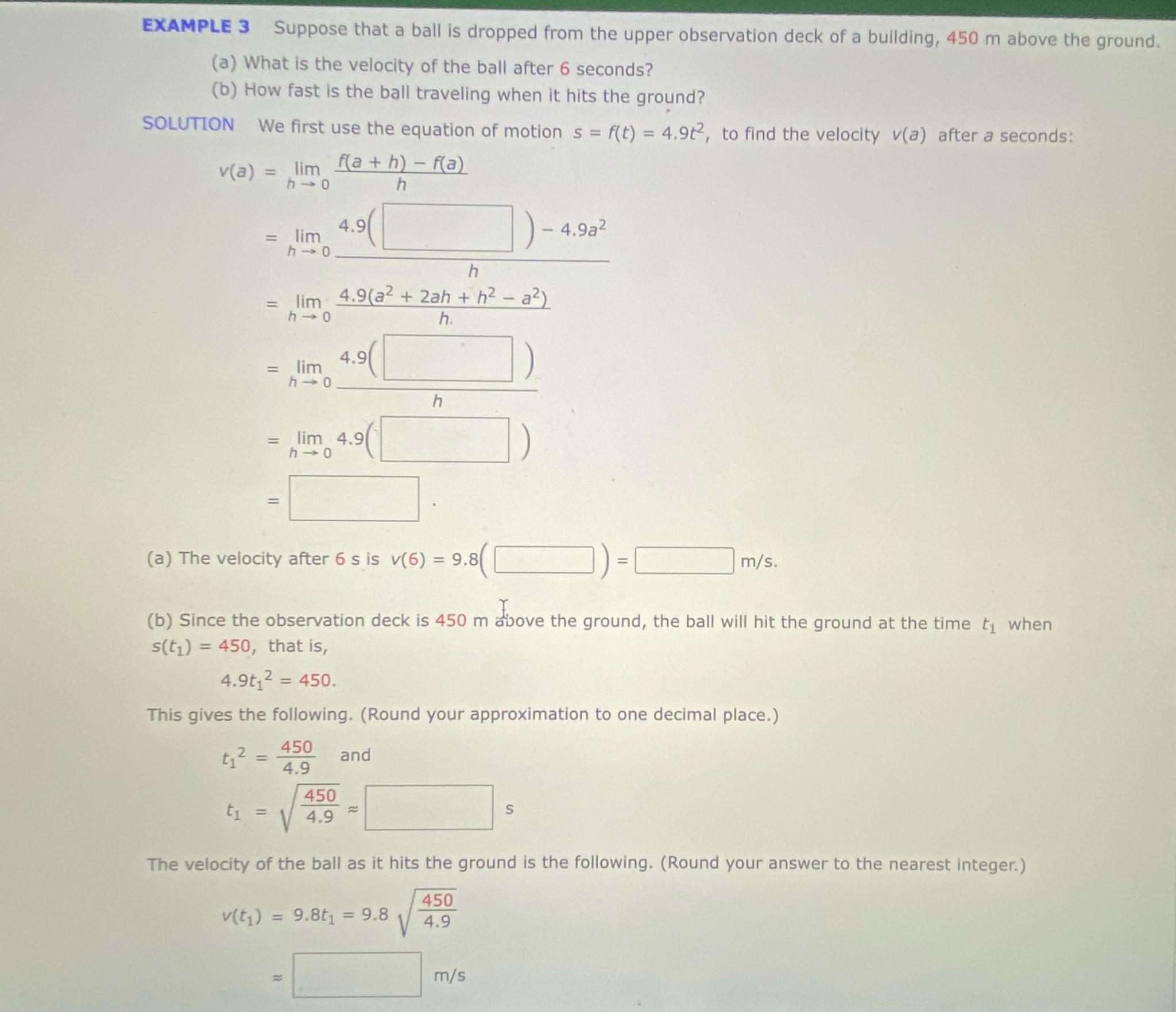 Solved EXAMPLE 3 ﻿Suppose that a ball is dropped from the | Chegg.com