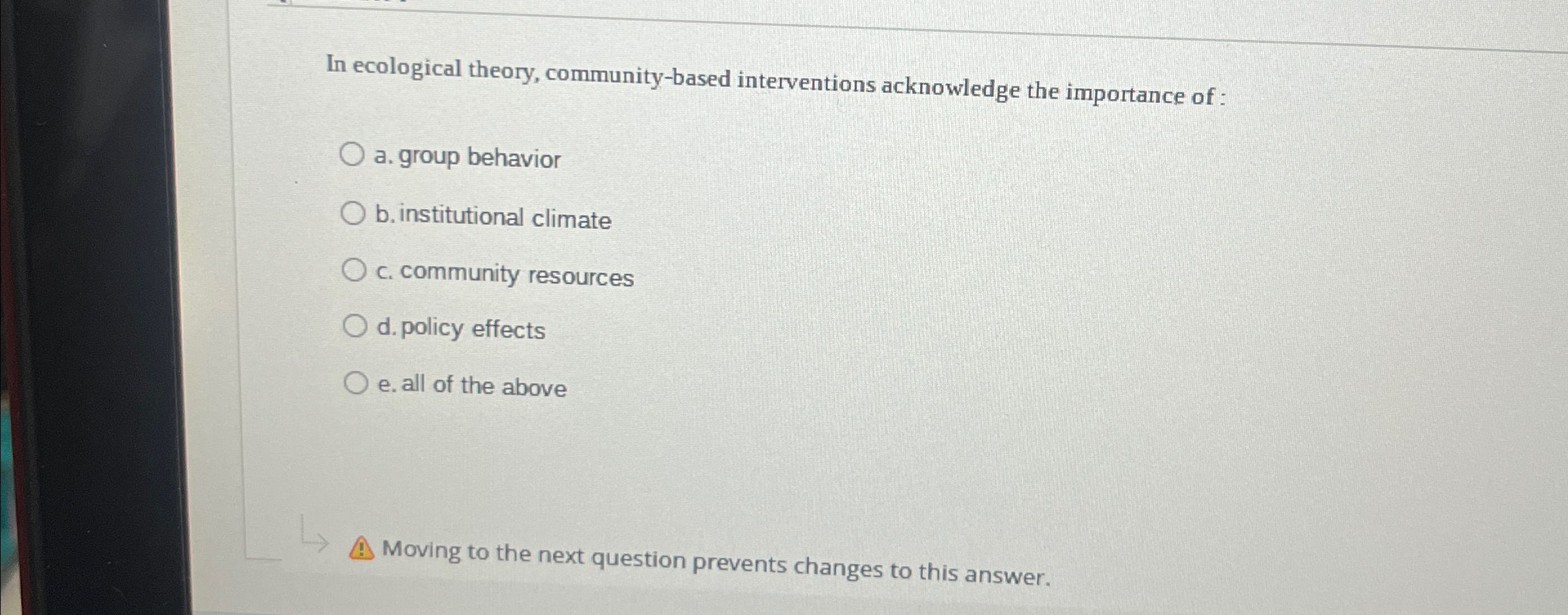 Solved In ecological theory, community-based interventions | Chegg.com