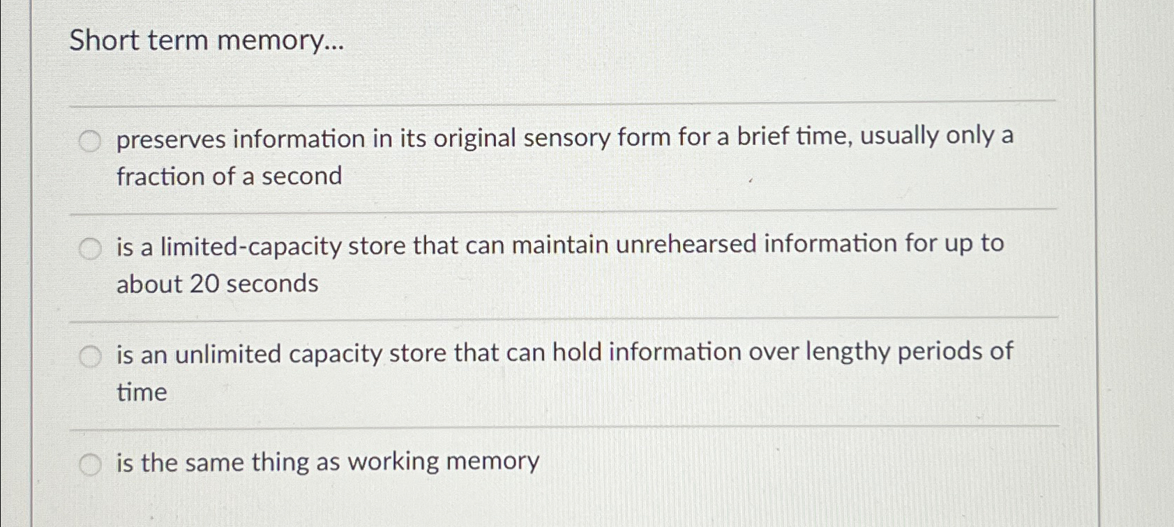 Solved Short term memory...preserves information in its | Chegg.com