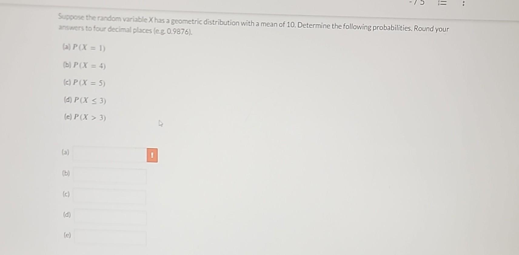 Solved Suppose the random variable Xhas a geometric | Chegg.com