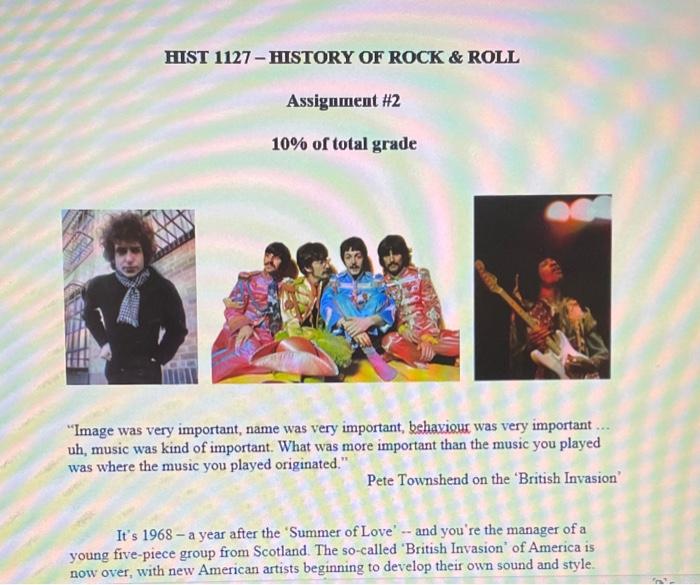 HIST 1127-HISTORY OF ROCK \& ROLL Assignment #2 10% | Chegg.com