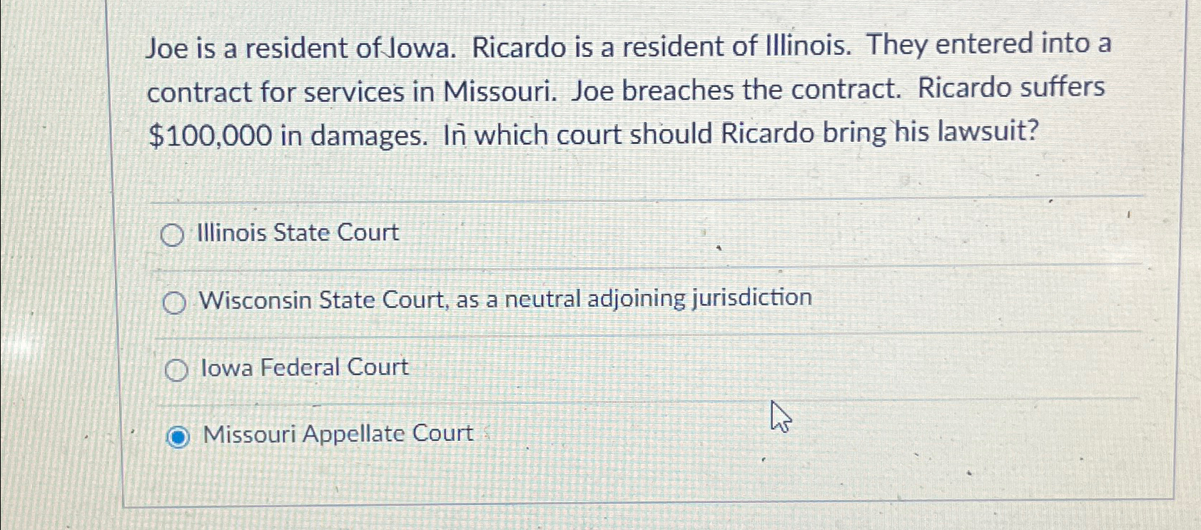 Solved Joe is a resident of Jowa. Ricardo is a resident of | Chegg.com