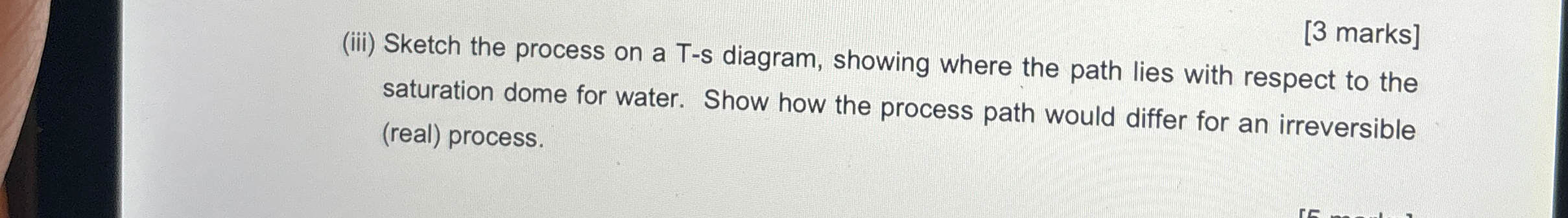 Solved [3 ﻿marks](iii) ﻿Sketch the process on a T-s diagram, | Chegg.com