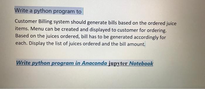 Solved Write a python program to Customer Billing system | Chegg.com