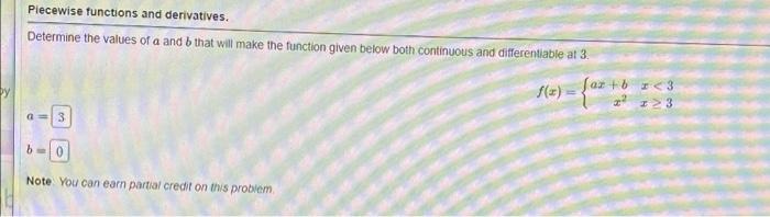 Solved Piecewise functions and derivatives. Determine the | Chegg.com