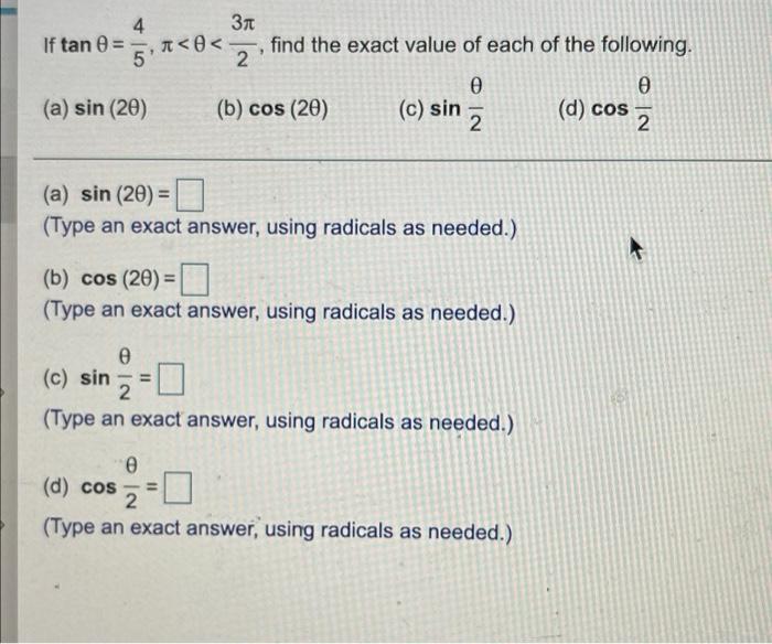 Solved 4 31 If tan 8 = 5