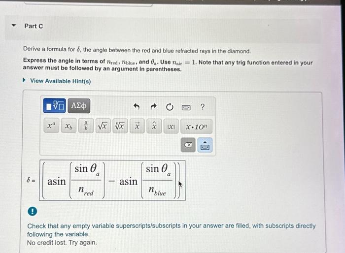 Solved Derive a formula for δ, the angle between the red and | Chegg.com