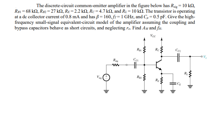 Solved The discrete-circuit common-emitter amplifier in the | Chegg.com