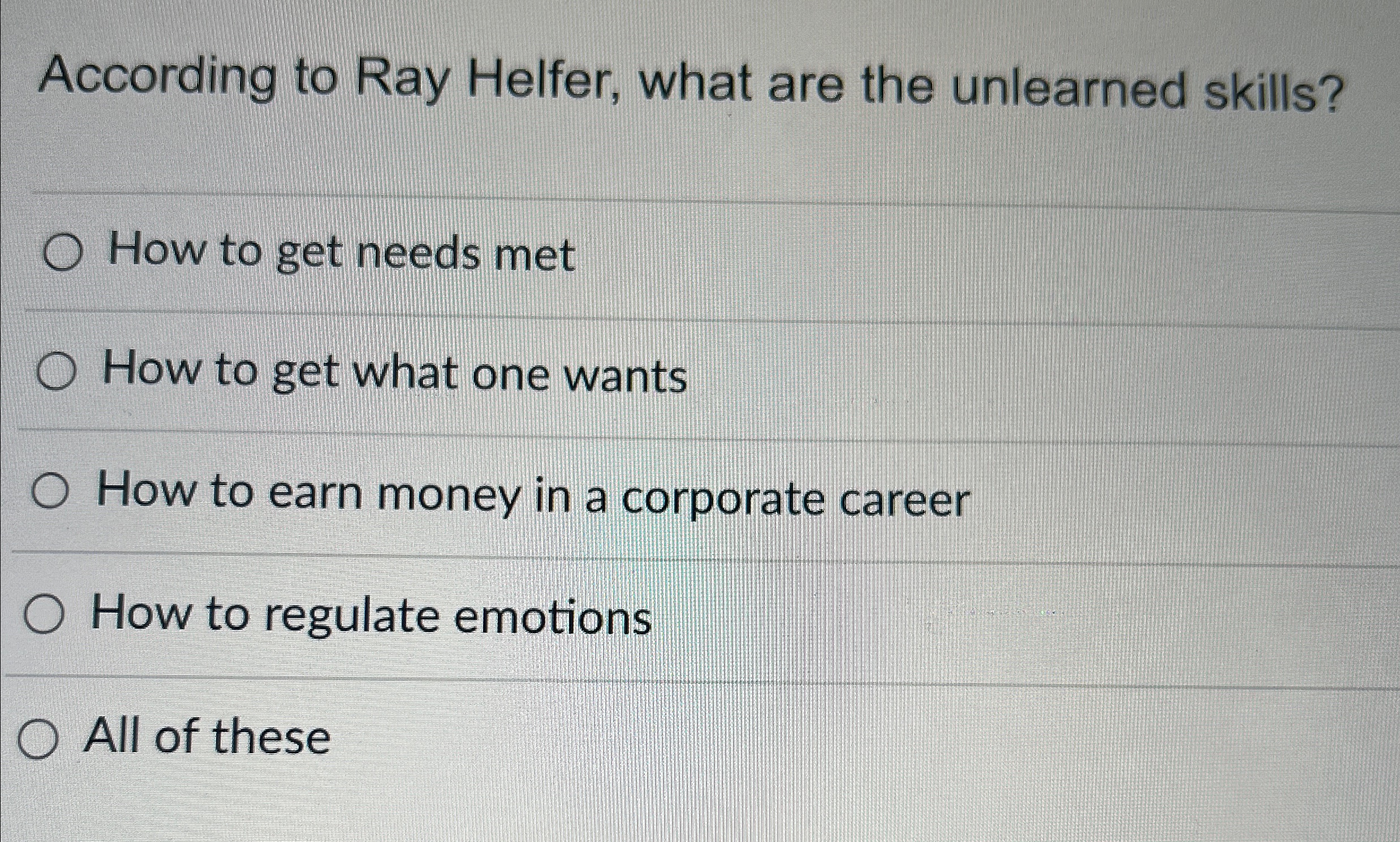 Solved According to Ray Helfer, what are the unlearned | Chegg.com