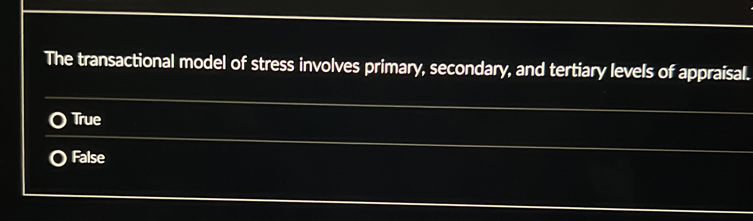 Solved The transactional model of stress involves primary, | Chegg.com