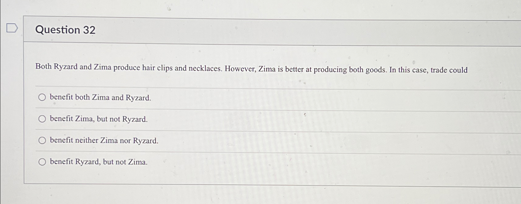 Solved Question 32Both Ryzard and Zima produce hair clips | Chegg.com