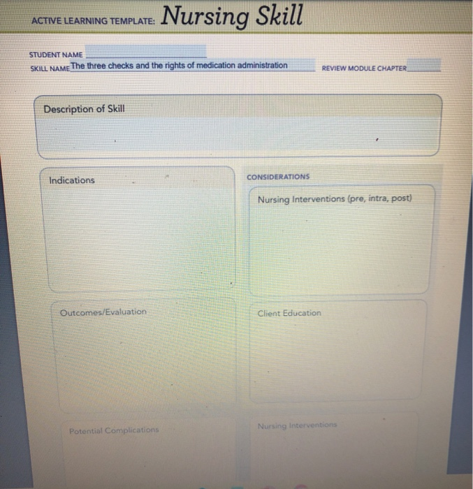 Solved ACTIVE LEARNING TEMPLATE: Nursing Skill STUDENT NAME | Chegg.com