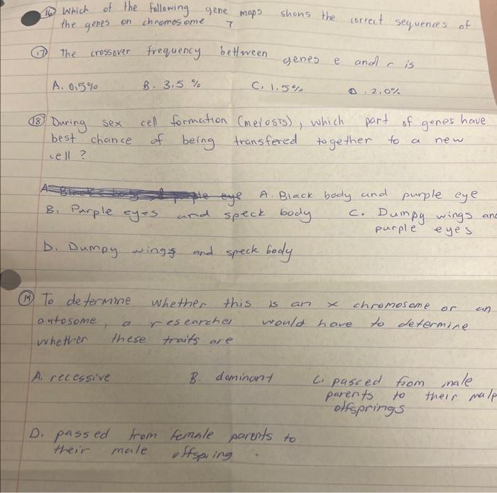 Solved (16) Which of the following gene maps shons the | Chegg.com