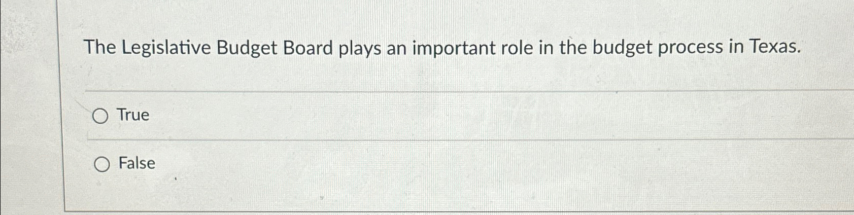 The Legislative Budget Board plays an important role | Chegg.com