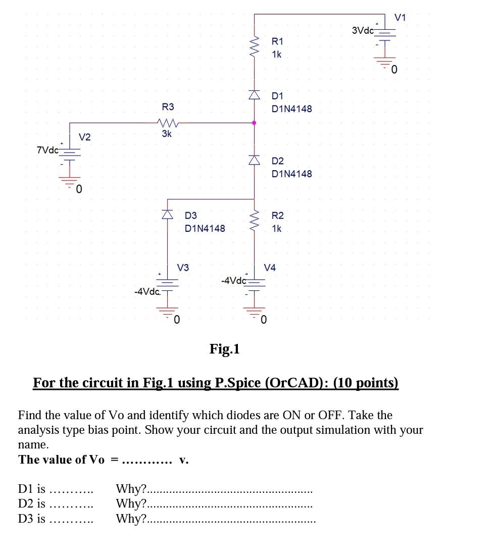 Solved Fig.1 For the circuit in Fig.1 using P.Spice (OrCAD): | Chegg.com