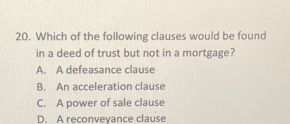 Solved Which of the following clauses would be found in a | Chegg.com