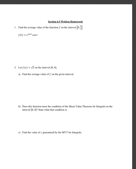 Solved Section 6,5 Written Homework 1. Find the average | Chegg.com Solved Section 6,5 Written Homework 1. Find the average | Chegg.com