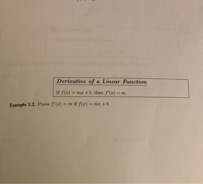 Solved Derivative of a Linear Function If f(x) = mx +b, then | Chegg.com