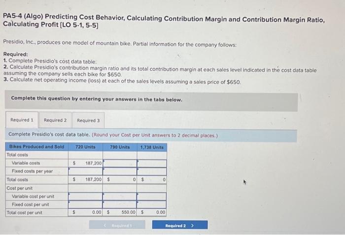 Solved PA 5–4 Algo predicting cost behavior calculating | Chegg.com