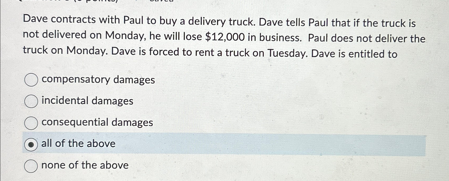 Solved Dave contracts with Paul to buy a delivery truck. | Chegg.com