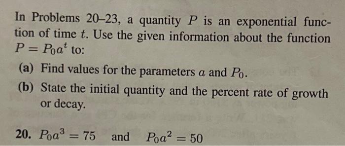 Solved In Problems 20−23, a quantity P is an exponential | Chegg.com