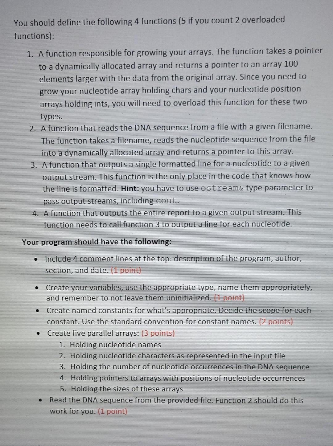 Solved Use Assignment 6b as your starting point. Every DNA | Chegg.com