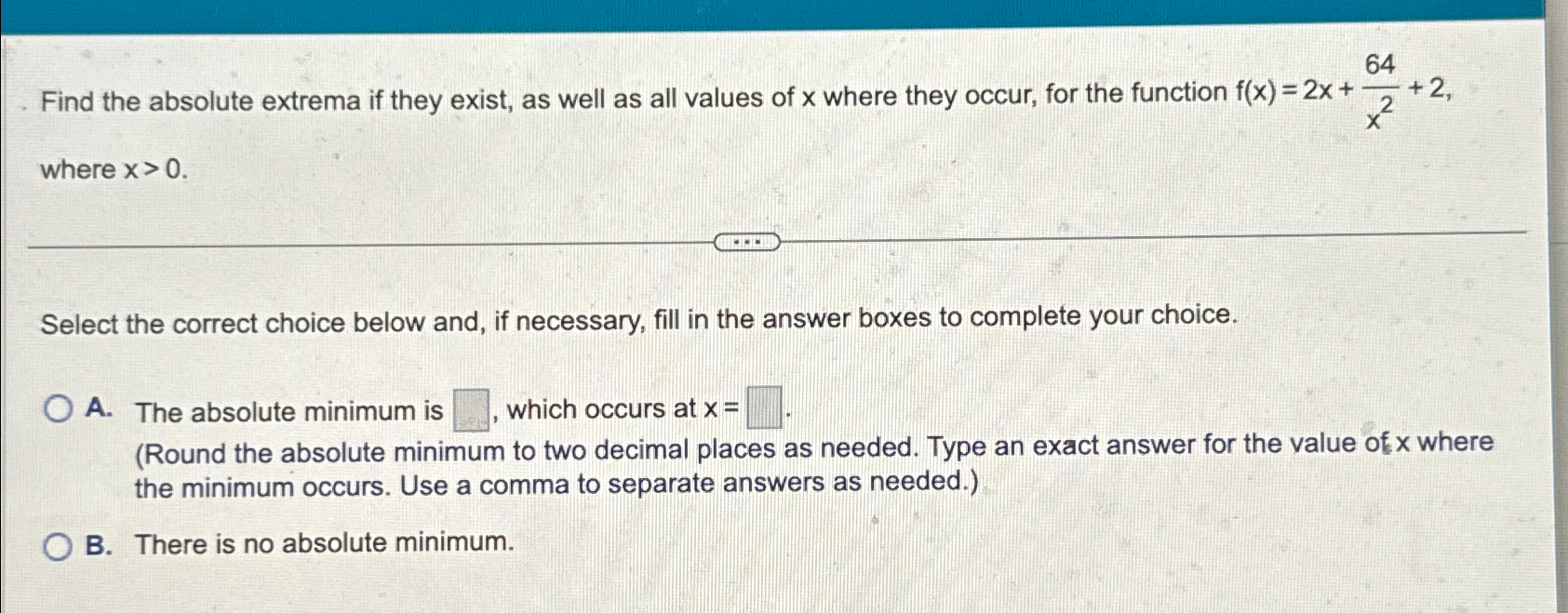 Solved Find the absolute extrema if they exist, as well as | Chegg.com