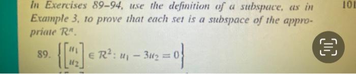 Solved In Exercises 89-94, use the definition of a subspace, | Chegg.com