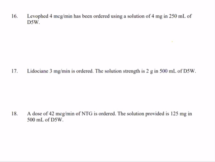 Solved 16. Levophed 4 mcg/min has been ordered using a | Chegg.com
