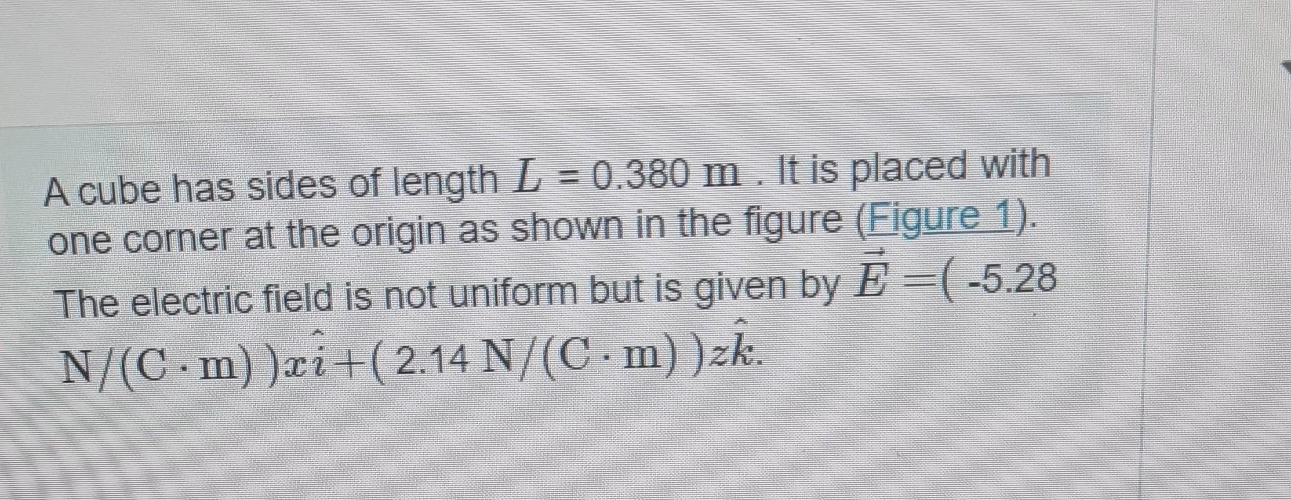 Solved A Cube Has Sides Of Length L 0 380 M It Is Placed