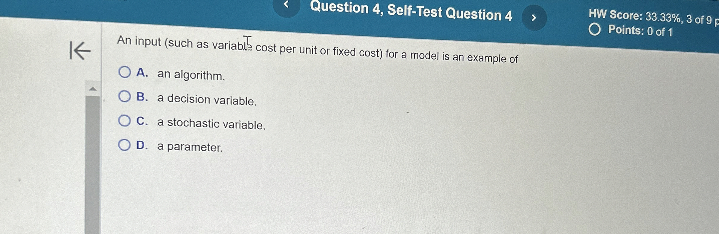 Solved Question 4, ﻿Self-Test Question 4HW Score: 33.33%,3 | Chegg.com