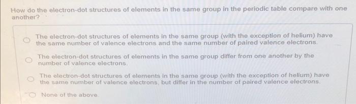 Solved How do the electron-dot structures of elements in the | Chegg.com