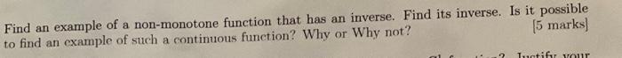 Solved Find an example of a non-monotone function that has | Chegg.com