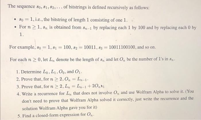 Solved The sequence 80, 81, 82,... of bitstrings is defined | Chegg.com