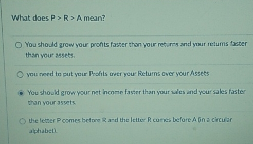 Solved What does P>R>A mean?YouYou should grow your profits | Chegg.com